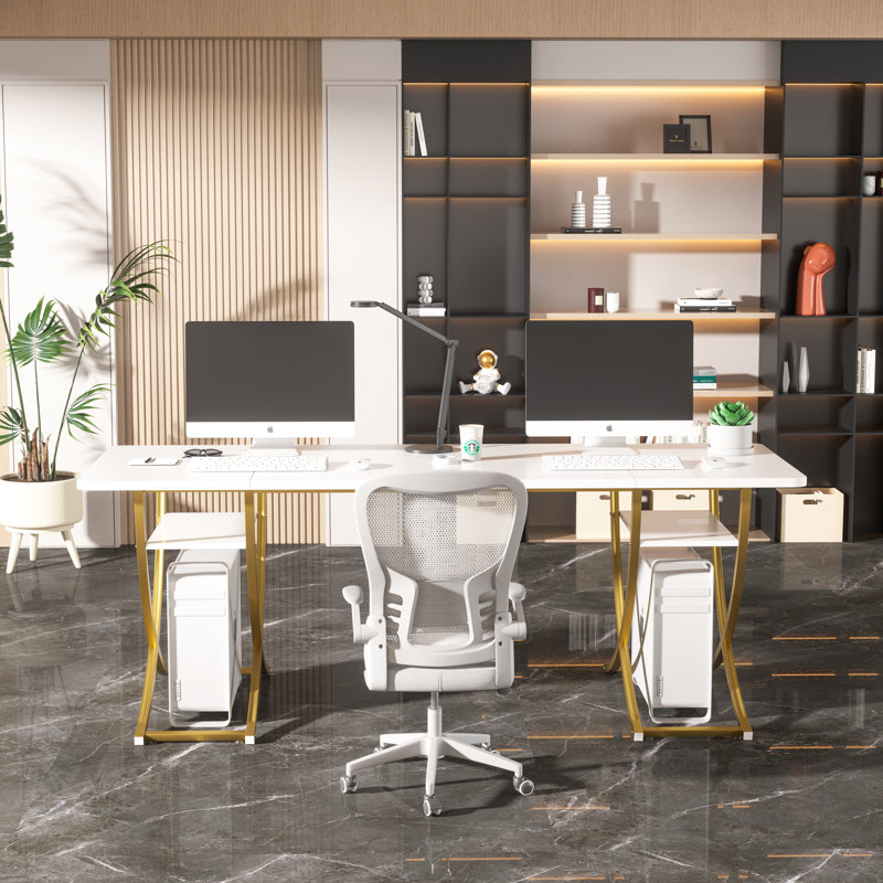 Long desk with storage store